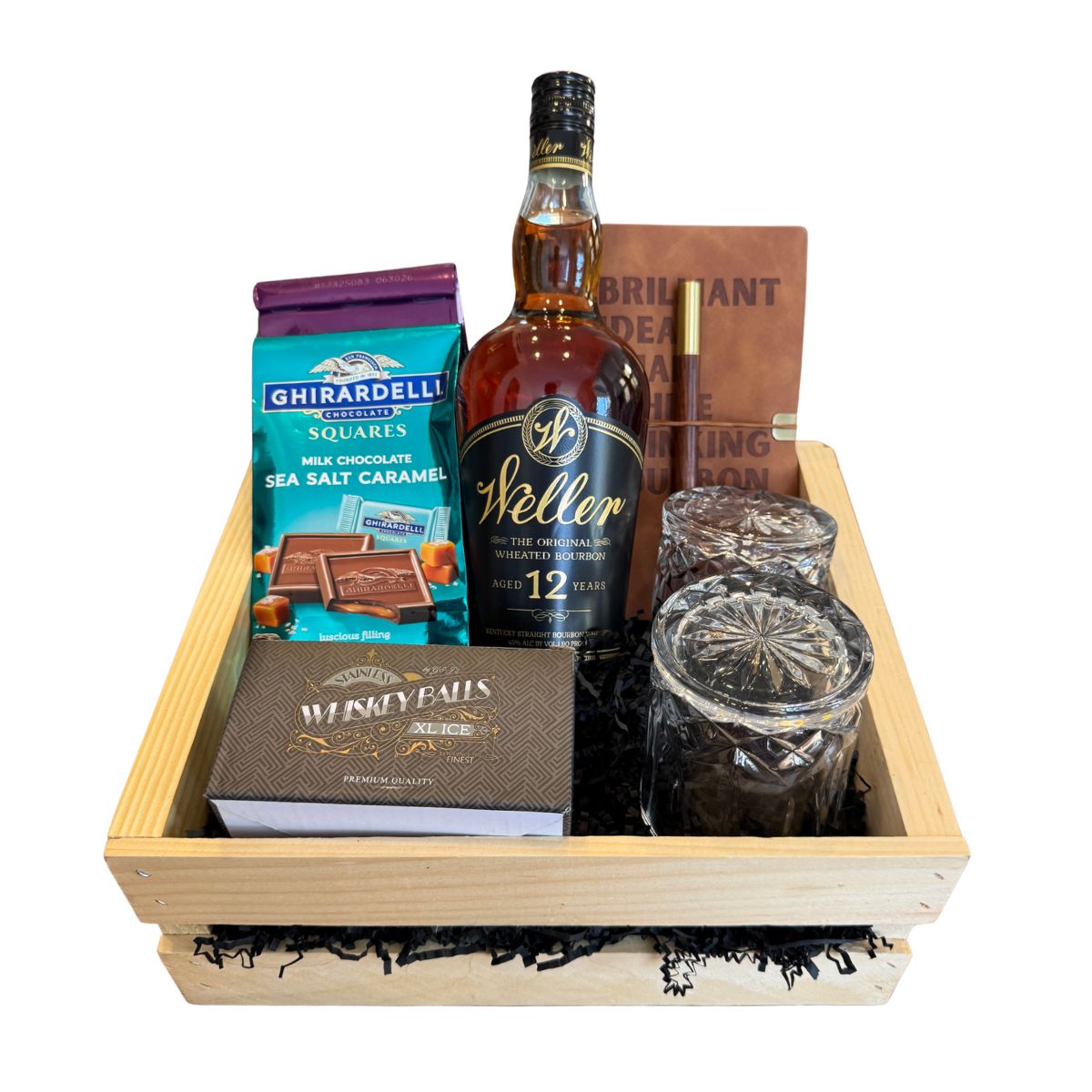 Weller 12 Gift Crate | Bourbon, Chocolate & Glasses Set – Total Bourbon
